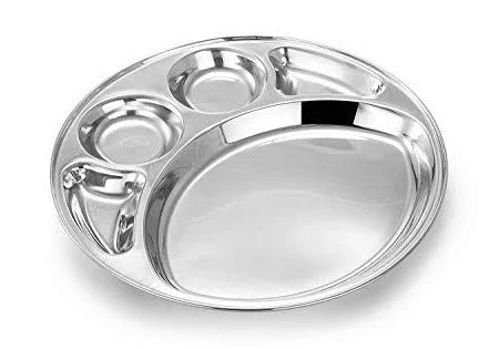 Stainless Steel Round Thali/Plate 5 compartment – Sangu Enterprises LTD.